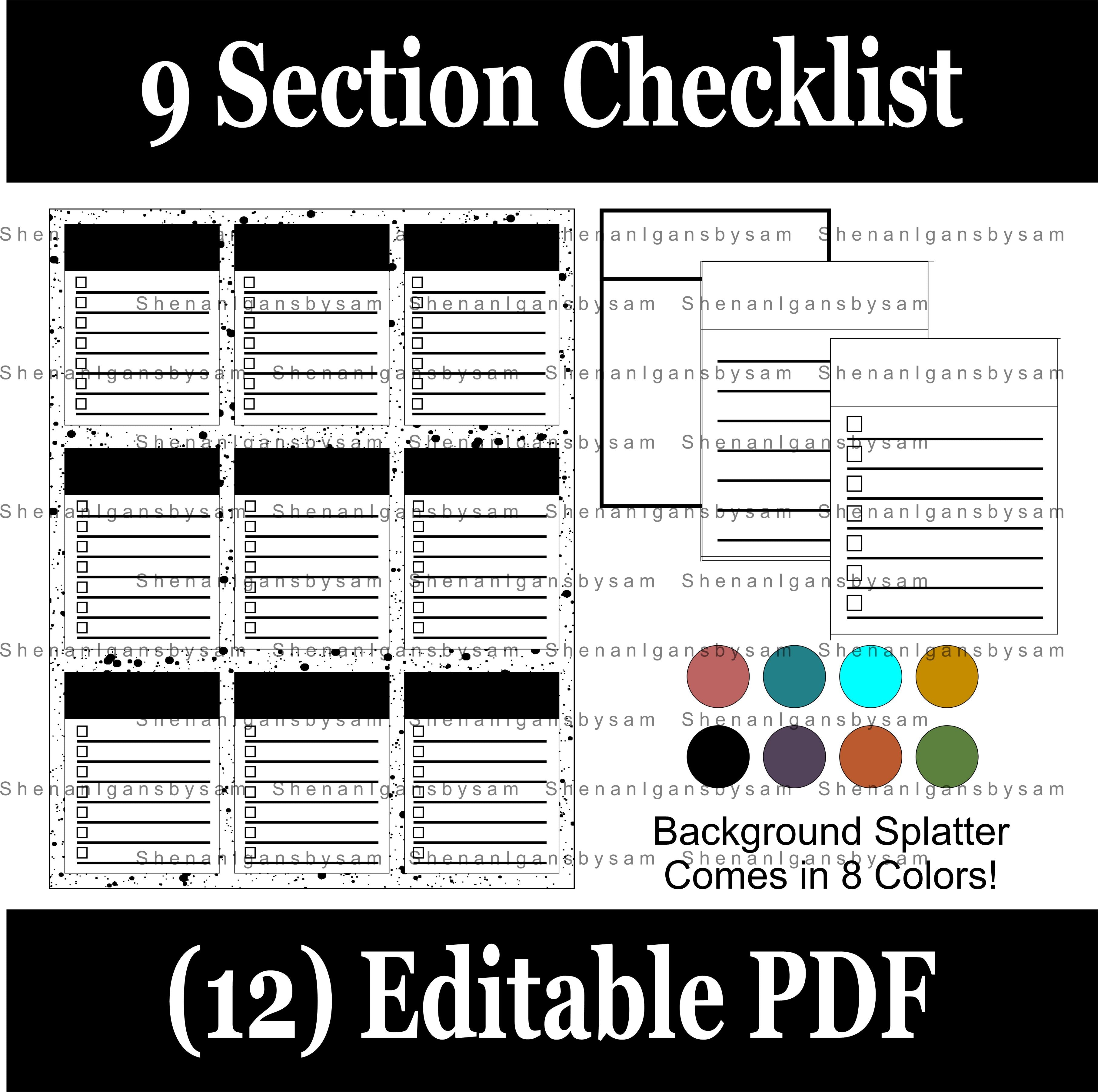 9 Section Checklist - To Do List - Chore List *DIGITAL DOWNLOAD ...